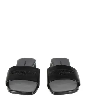 Balenciaga Logo Embossed Leather Flat Slippers