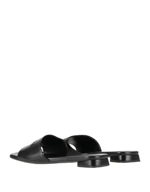 Balenciaga Logo Embossed Leather Flat Slippers