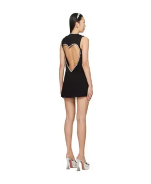 AREA Heart Embellished Sleeveless Mini Dress