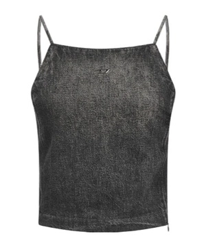 DIESEL® Solid-colored Sleeveless Denim Top - Black
