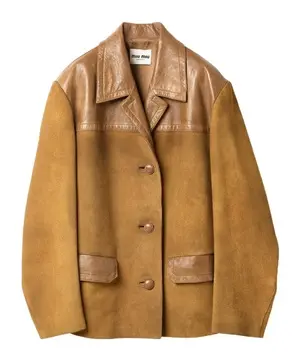Miu Miu Suede And Leather Paneled Jacket