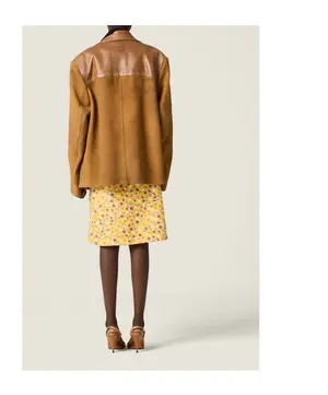 Miu Miu Suede And Leather Paneled Jacket