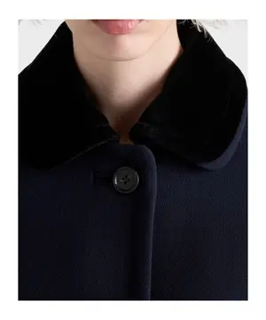Prada Single-breasted Natté Fabric Coat With Detachable Velvet Collar