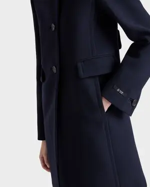 Prada Single-breasted Natté Fabric Coat With Detachable Velvet Collar