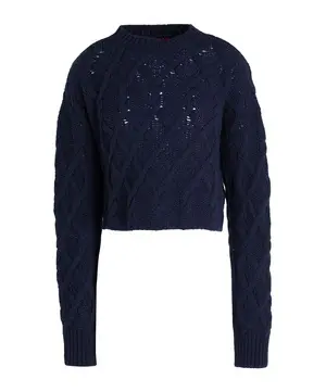 MAXCO. Max&co. Ribbed Crew Neck Long Sleeve Sweater - Black