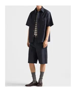 Prada Short-sleeved Chambray Denim Shirt