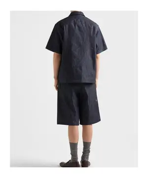Prada Short-sleeved Chambray Denim Shirt