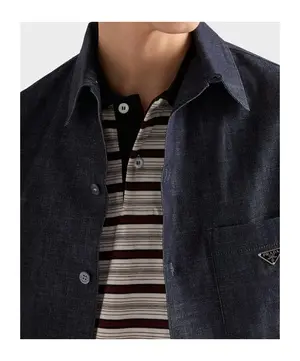 Prada Short-sleeved Chambray Denim Shirt