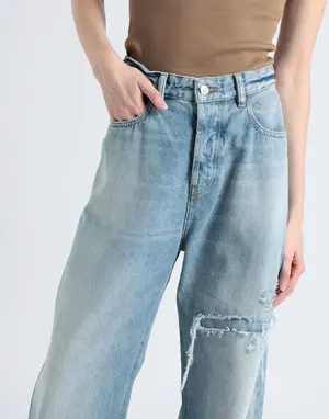 DIESEL® Comfortable Stylish Washed Ripped Mid-rise Straight-leg Jeans