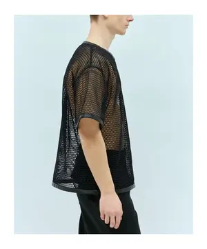 JIL SANDER Perforated Leather Trim Crewneck T-shirt