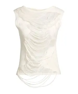 MAISON MARGIELA Sleeveless Scoop Neck Top With Distressed Detailing