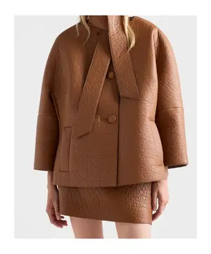 Prada Nappa Leather Jacket With Detachable Scarf