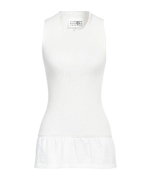 MAISON MARGIELA Solid-color Sleeveless Knitted Sweater - White
