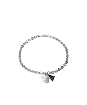 Prada Metal Necklace With Pearl - Gray