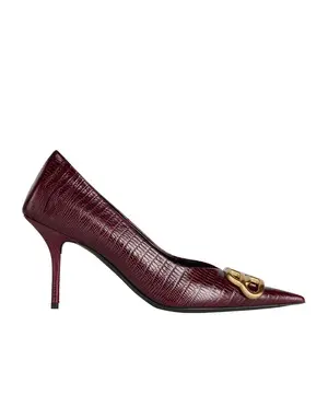 Balenciaga Metallic Snake-print Leather High Heels