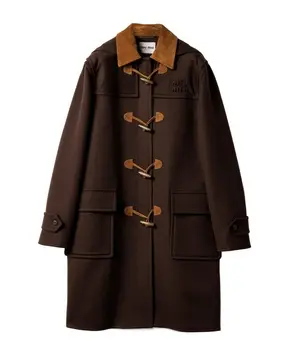 Miu Miu Double Cashmere And Wool Duffle Coat - Cocoa Brown
