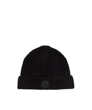Moncler Cotton Ribbed Beanie - Black