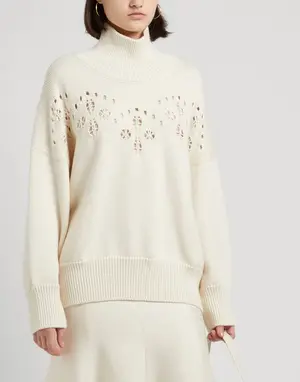 Chloé Wool Turtleneck Sweater With Lace Detailing