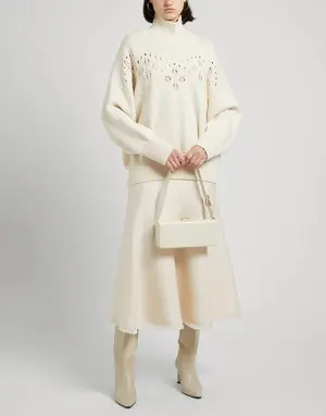 Chloé Wool Turtleneck Sweater With Lace Detailing