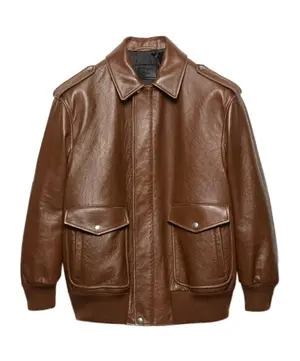 Prada Nappa Leather Bomber Jacket - Brandy