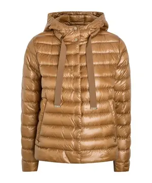 Herno Padded Nylon Jacket With Drawstring Hood - Brown