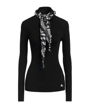 Burberry Solid Long-sleeve Turtleneck Knit - Black