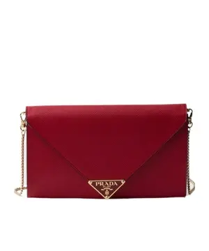 Prada Mini Saffiano Leather Bag With Chain Strap - Red