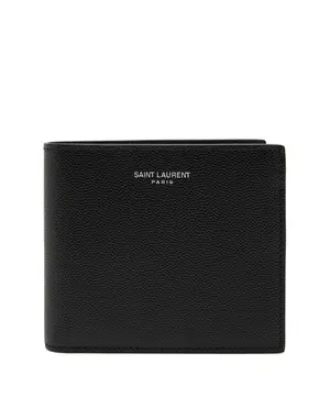 Saint Laurent East/west Pebbled Leather Wallet - Black