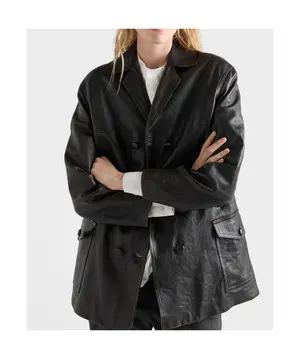 Prada Double-breasted Nappa Leather Caban Jacket