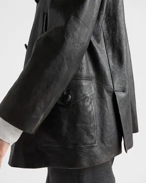 Prada Double-breasted Nappa Leather Caban Jacket