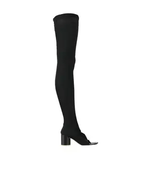MAISON MARGIELA Solid Color Leather High Boots - Black