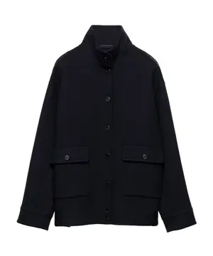Prada Reversible Double Cashwool Stand Collar Jacket With Patch Pockets