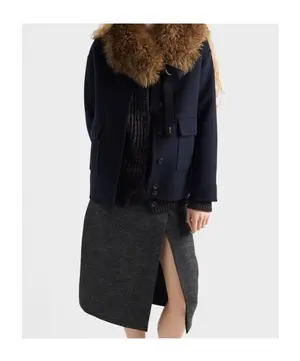 Prada Reversible Double Cashwool Stand Collar Jacket With Patch Pockets
