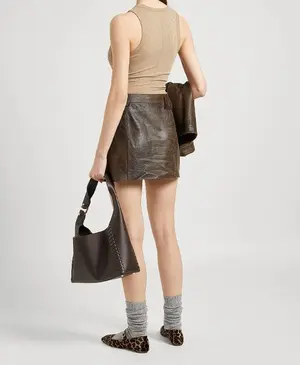 MAXCO. Max&co. Distressed Leather Mini Skirt