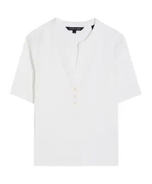 Veronica Beard Ribbed Stretch-cotton Henley Top