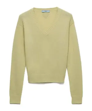 Prada Wool And Cashmere V-neck Sweater - Nude
