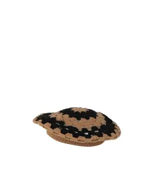 GANNI Two-tone Knit Beret - Black