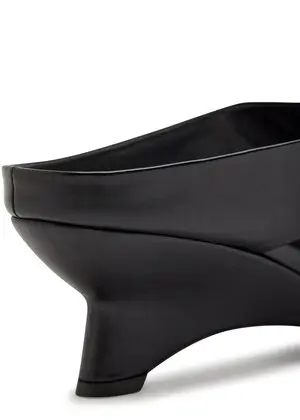 Khaite Leather Wedge Mules With Square Toe - Black