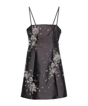 Prada Embroidered Silk And Wool Mini-dress - Grey