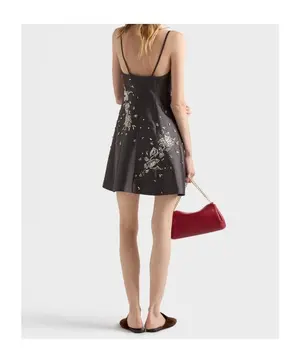 Prada Embroidered Silk And Wool Mini-dress