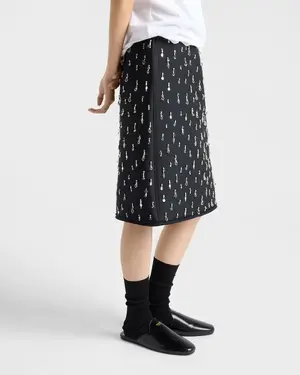 Prada Embroidered Sequined Midi Skirt