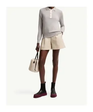 Moncler Wool Long Sleeve Polo Shirt With Viscose Trim