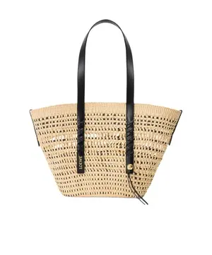 Loewe Woven Straw Basket Bag - Nude