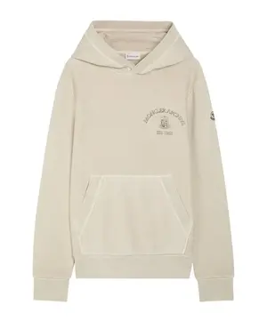 Moncler Logo Hooded Cotton Sweatshirt - Nude