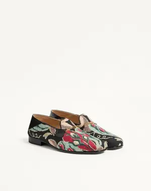 Valentino Garavani Jiggie Loafers In Gobelin Fabric