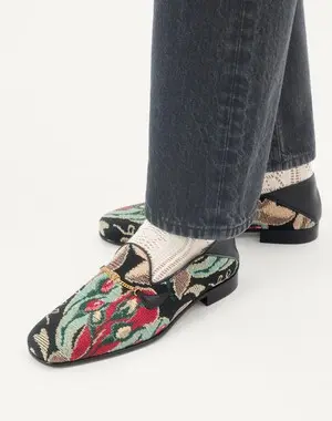 Valentino Garavani Jiggie Loafers In Gobelin Fabric
