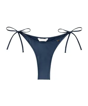 Palm Angels Monogram-plaque Metallic-effect Bikini Bottoms - Blue