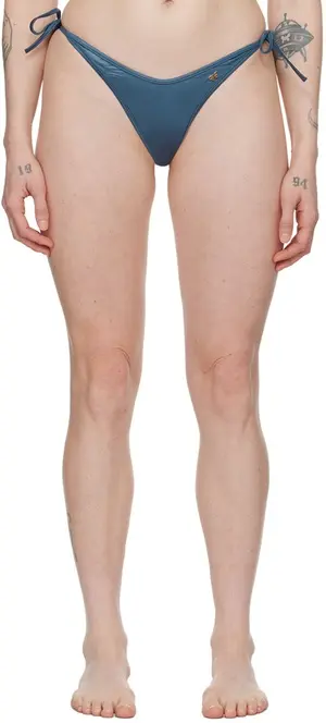 Palm Angels Monogram-plaque Metallic-effect Bikini Bottoms