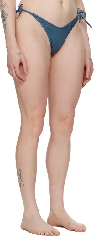 Palm Angels Monogram-plaque Metallic-effect Bikini Bottoms