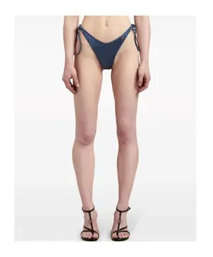 Palm Angels Monogram-plaque Metallic-effect Bikini Bottoms